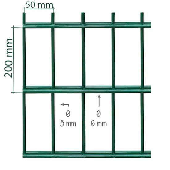 PSK Plotový panel 2D, výška 2030 mm, oko 50 x 200 mm, zelený | VASTAP