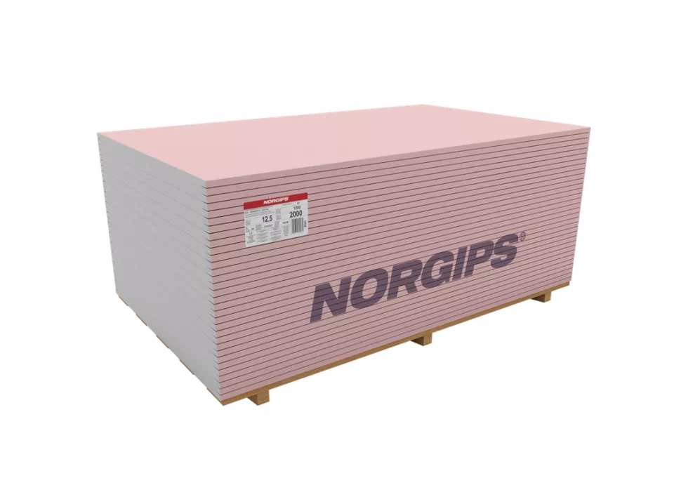 NORGIPS Sádrokarton červený GKF 12,5x1250x2000mm (2,5m2/ks) | VASTAP